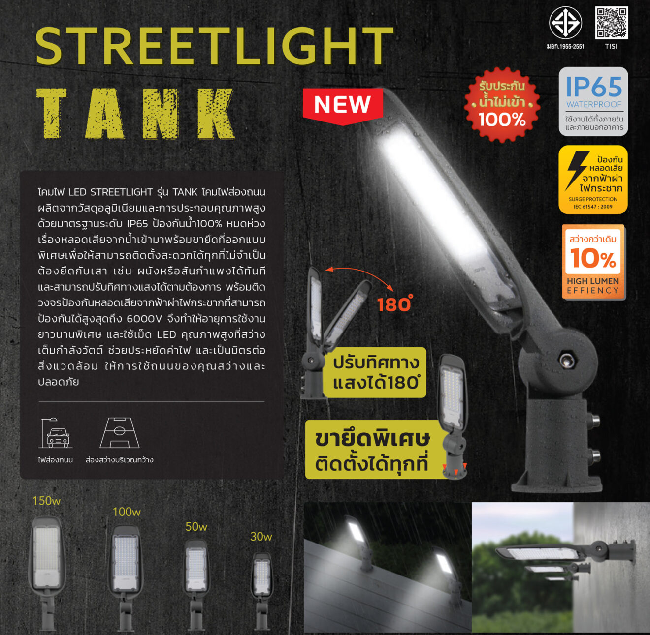 ไฟถนน LED LAMPTAN รุ่น TANK 100W - จำหน่าย โคมไฮเบย์ LED โคมไฟถนน LED ...